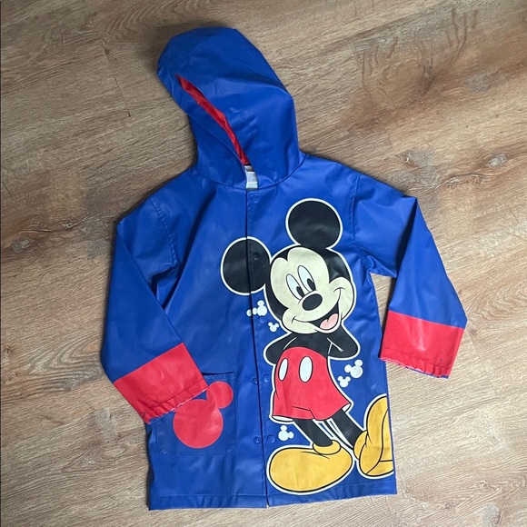 Disney | Jackets & Coats | Disney Blue Mickey Mouse Raincoat With Red ...
